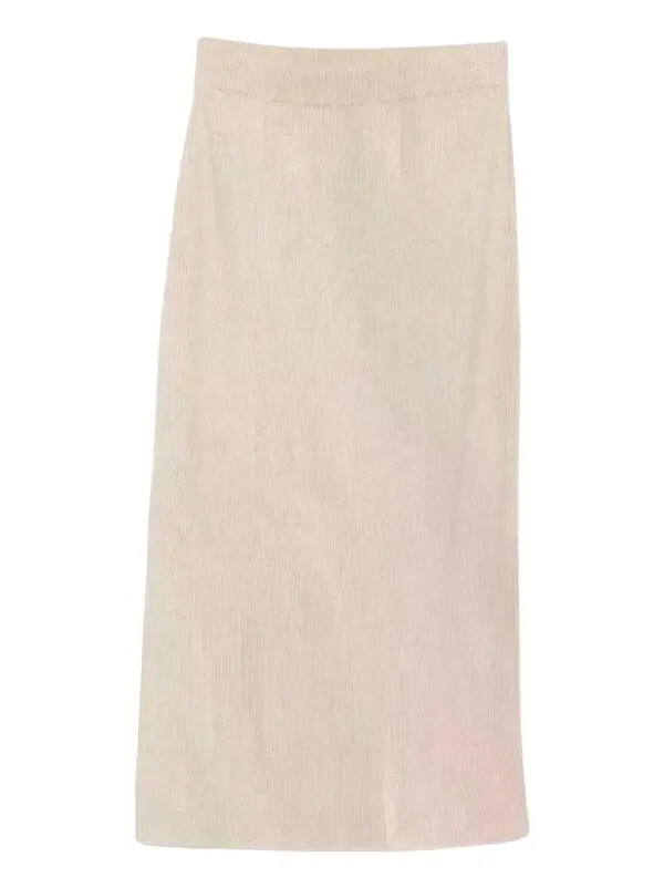 Eric Bompard Ribbed-knit Side-slit Midi Skirt - Neutrals