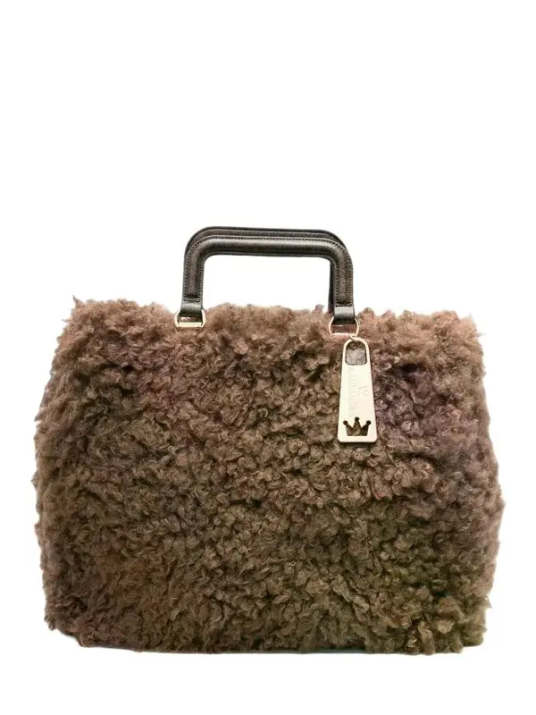 LA MILANESA Amal Faux-shearling Clutch Bag - Brown