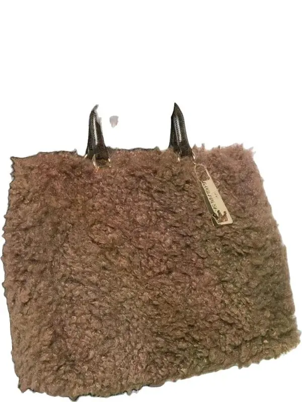 LA MILANESA Amal Faux-shearling Clutch Bag - Brown