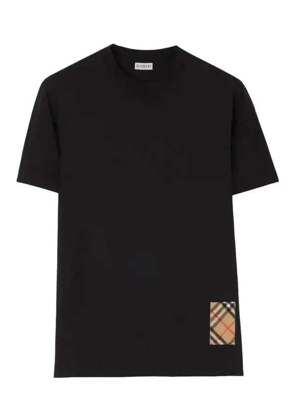 Burberry Check Cashmere-patch Cotton T-shirt - Black