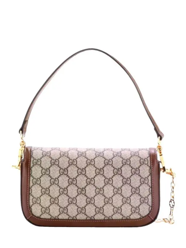 Gucci Horsebit 1955 Shoulder Bag Gg Coated Canvas With Leather East West Crossbody Bag - Brown