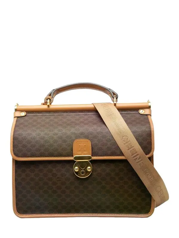 Celine 2013 Macadam Coated Canvas Satchel - Brown
