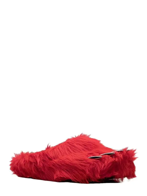 BRAVEST STUDIOS Bear Claw Faux-fur Mules - Red