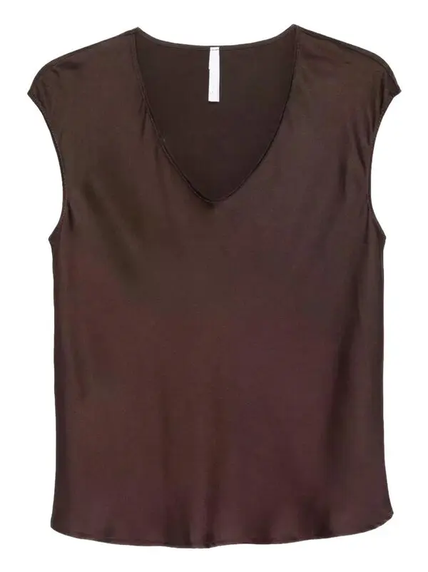 Imperial Satin-finish Scoop Neck Sleeveless Top - Brown
