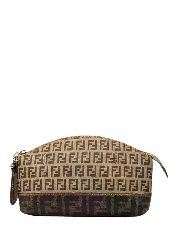 Fendi 2000-2010 Zucca And Zucchino Coated Canvas Cosmetic Pouch - Neutrals