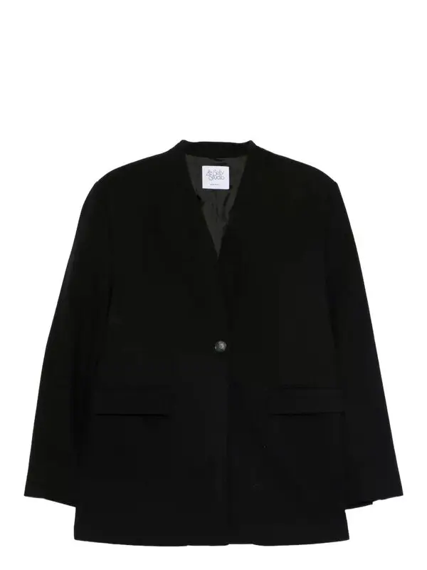 LE SULLY STUDIO Single-breasted Collarless Coat - Black