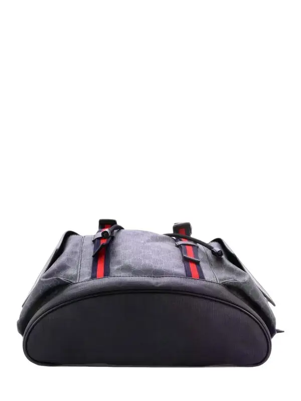 Gucci Double Pocket Buckle Gg Coated Canvas Large Backpack - Black