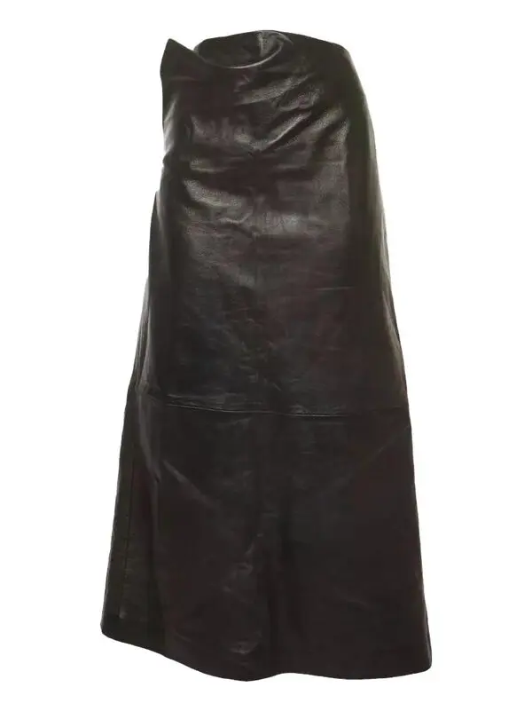 Magda Butrym Draped Leather Midi Skirt - Black
