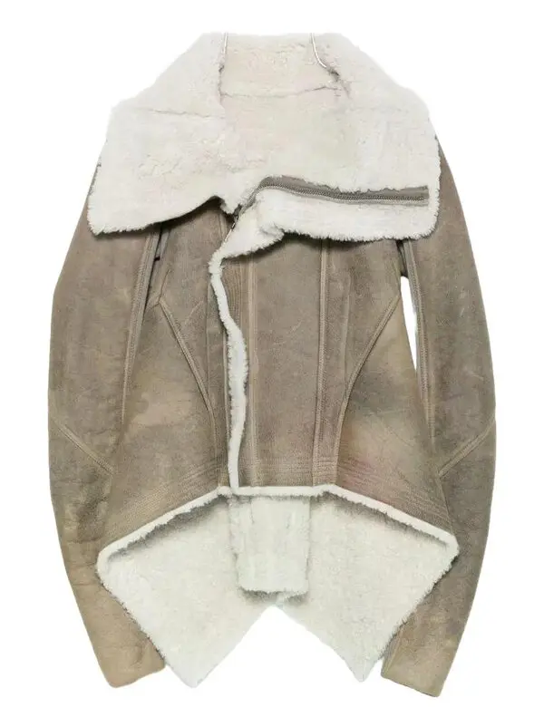 Rick Owens Shearling-lined Asymmetric Jacket - Grey