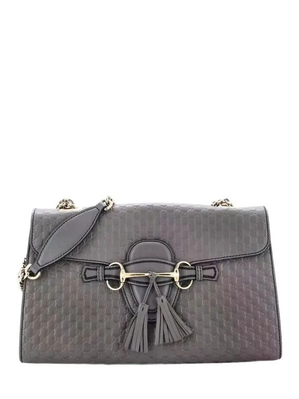 Gucci Microssima Leather Chain Flap Shoulder Bag - Grey