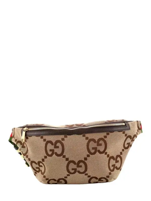 Gucci Jumbo Gg Canvas With Leather Large Belt Bag - Brown
