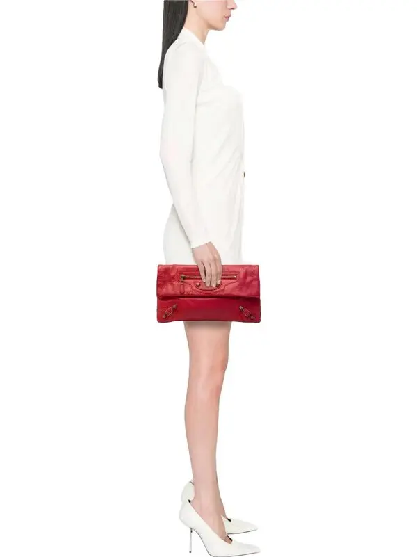 Balenciaga Lambskin Leather Clutch Bag - Red