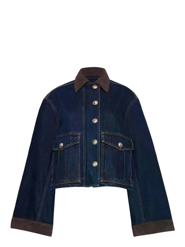 Cara Cara Cropped Denim Jacket With Suede Accents - Blue