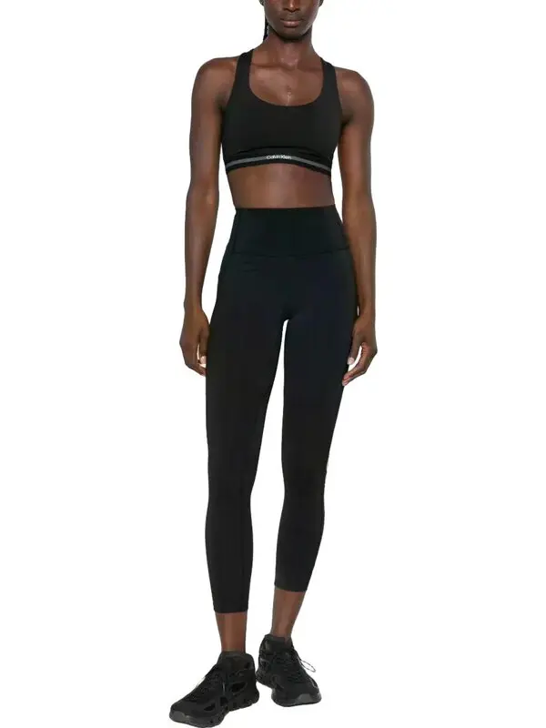 Calvin Klein Logo-tape Racerback Sports Bra - Black