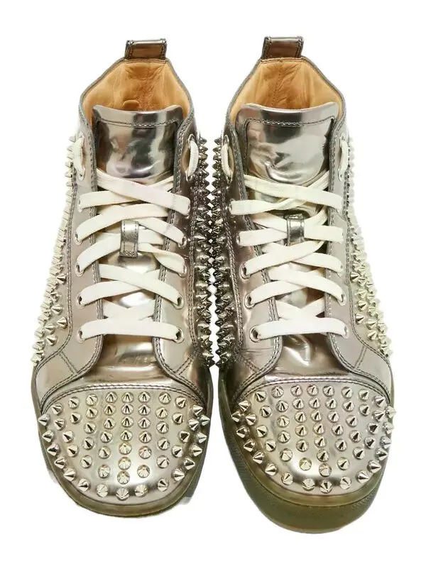 CHRISTIAN LOUBOUTIN Louis Spikes High Top Sneakers - Silver
