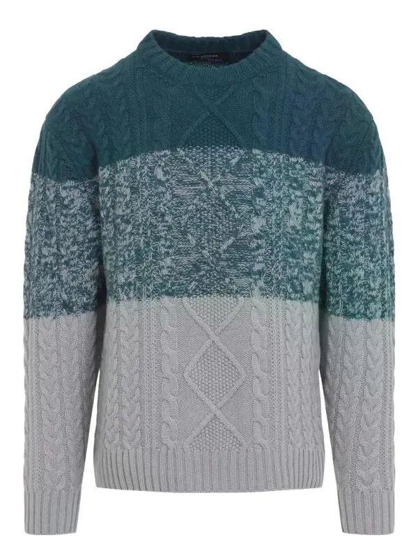 Kiton Cable Knit Colour-block Sweater - Blue