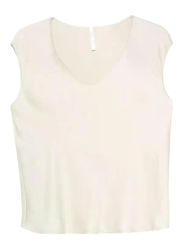 Imperial Sleeveless V-neck Blouse - Neutrals