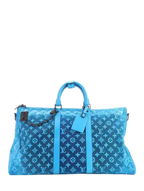 LOUIS VUITTON Keepall Bandoulière Monogram Mesh 50 Travel Bag - Blue