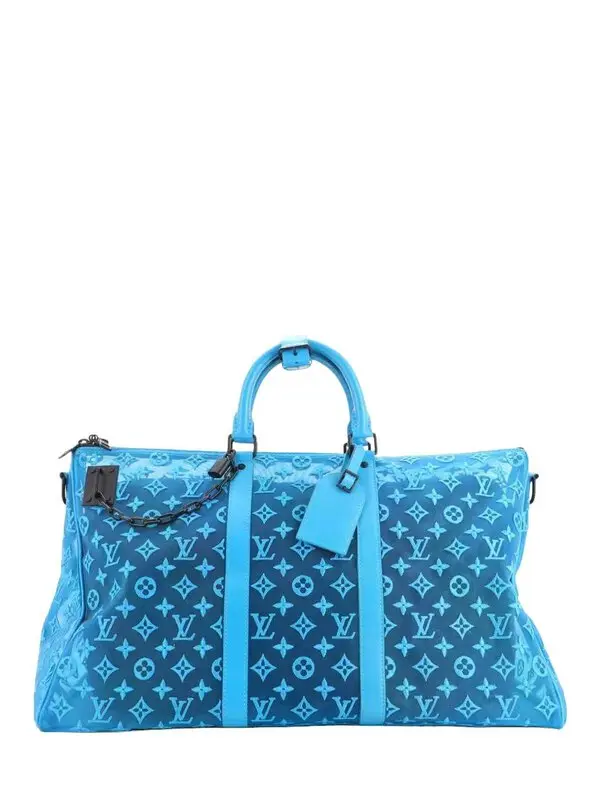 LOUIS VUITTON Keepall Bandoulière Monogram Mesh 50 Travel Bag - Blue