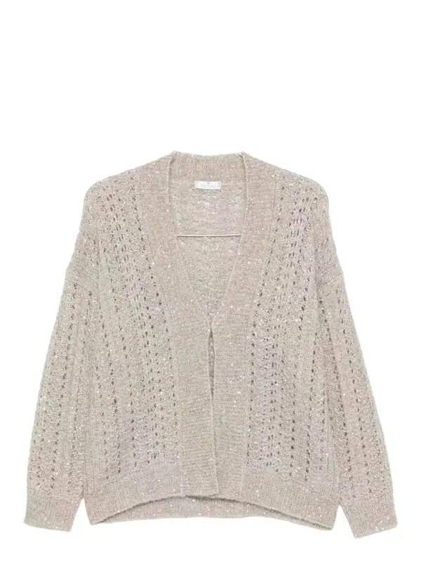 PANICALE Open-knit Cardigan With Sequin Embellishment - Neutrals