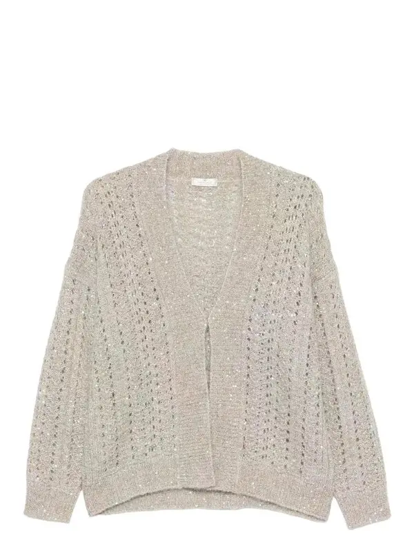 PANICALE Open-knit Cardigan With Sequin Embellishment - Neutrals