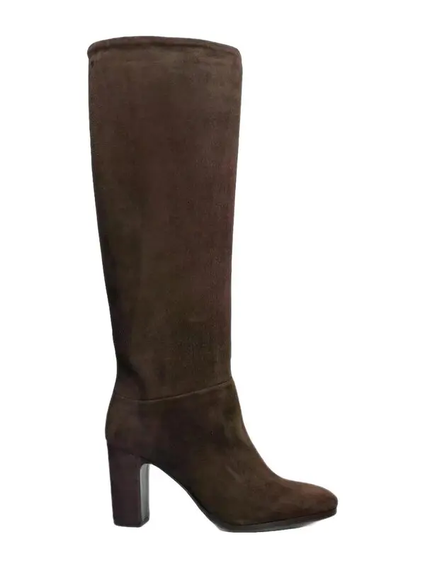 JULIE DEE Suede Block-heel Knee-high Boots - Brown