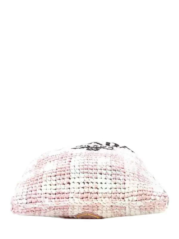 Prada Logo Messenger Bag Printed Raffia Small Crossbody Bag - Pink