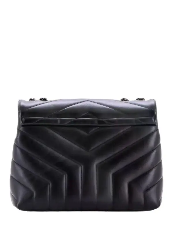 Saint Laurent Loulou Matelassé Chevron Leather Small Shoulder Bag - Black