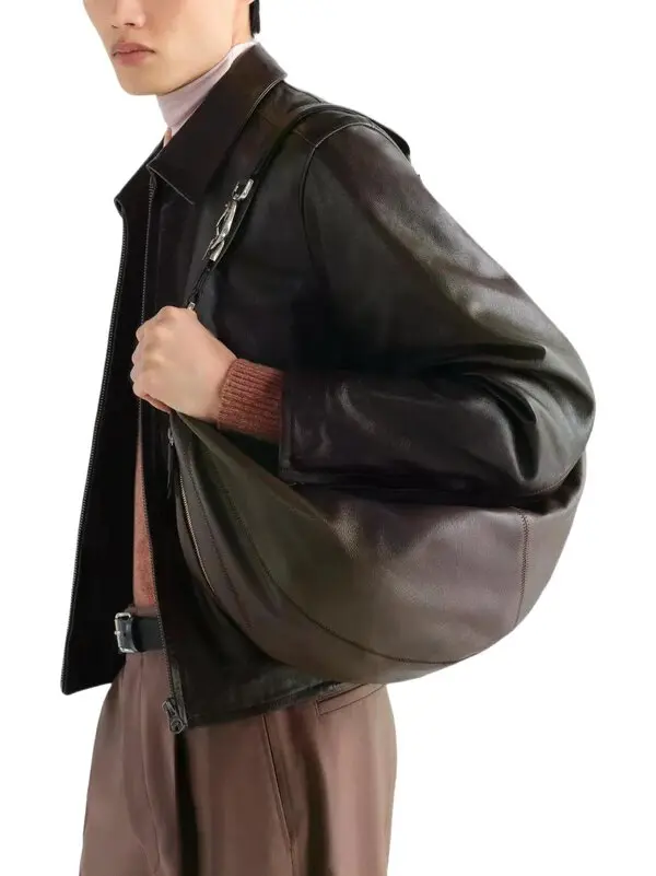 LEMAIRE Large Quiver Clip Bag In Leather - Brown