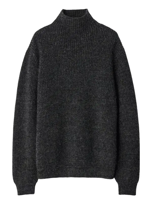 LEMAIRE High-neck Sweater In Yak Alpaca - Grey