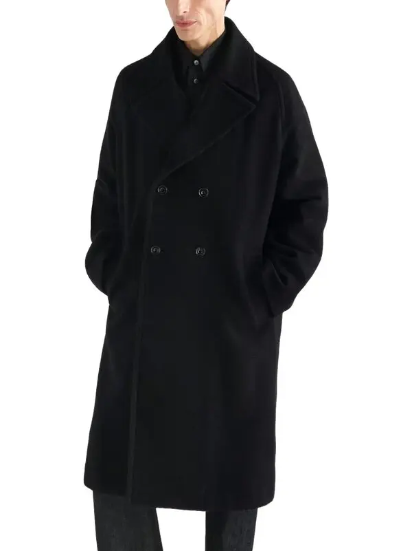 LEMAIRE Lemiare Double-breasted Coat In Felted Wool And Alpaca Blend - Black