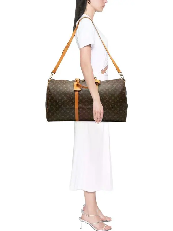 LOUIS VUITTON 1991 Monogram Keepall Bandouliere 60 Travel Bag - Brown