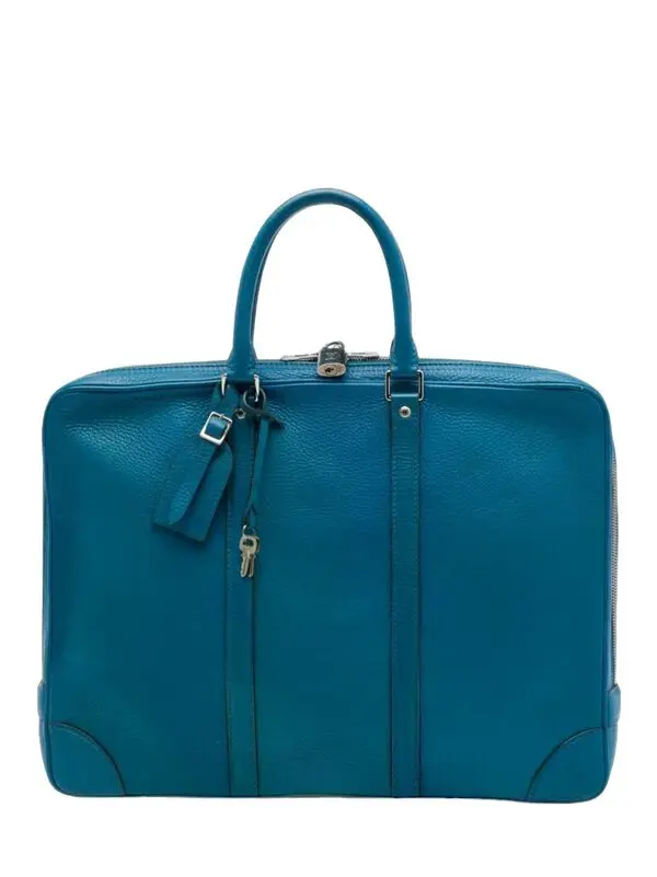 LOUIS VUITTON 2013 Grained Calfskin Porte Documents Voyage Business Bag - Blue