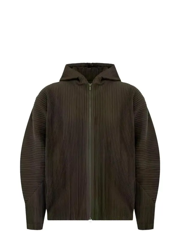 Issey Miyake Pleated Zip-up Hoodie - Green
