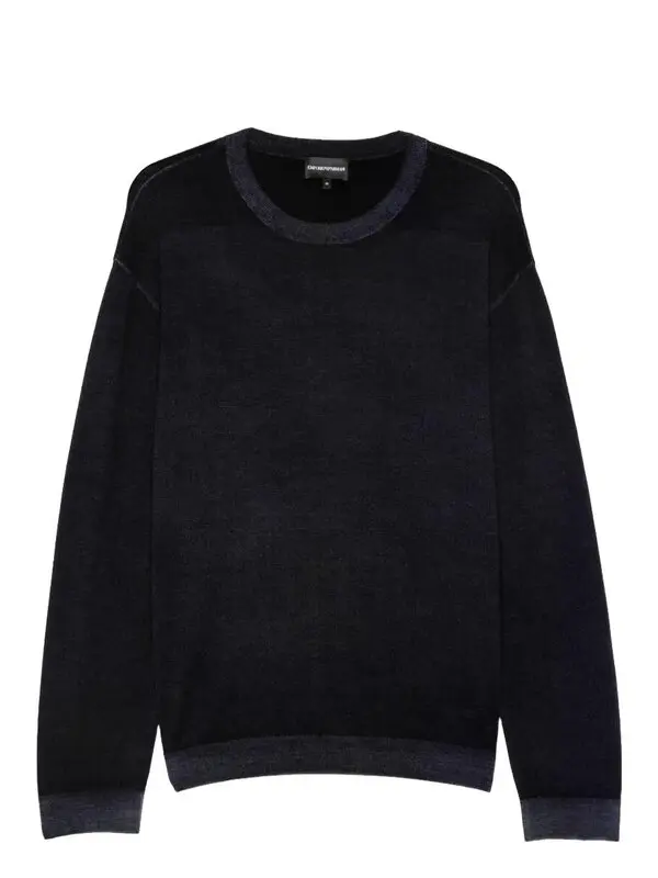 Emporio Armani Virgin Wool Crew Neck Sweater - Blue