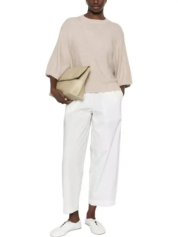 Fabiana Filippi Sequin-embellished Raglan-sleeve Sweater - Neutrals