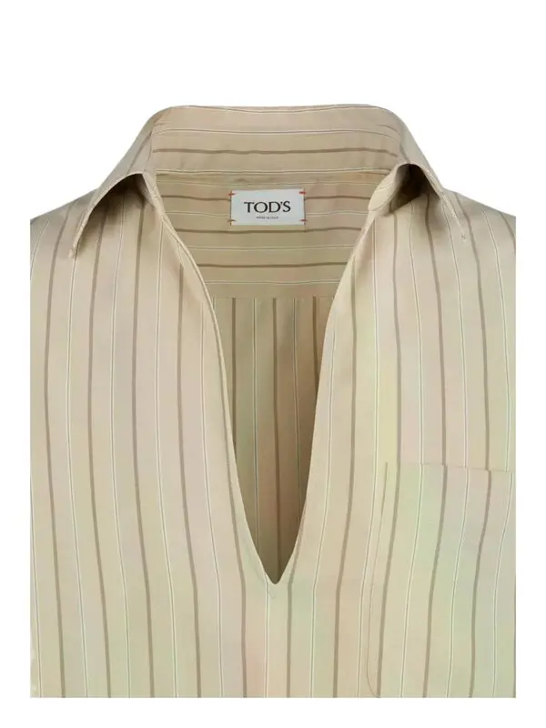 TOD'S Shirt In Striped Silk - Neutrals