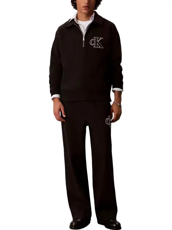 Calvin Klein Logo-embroidered Half-zip Sweater - Black