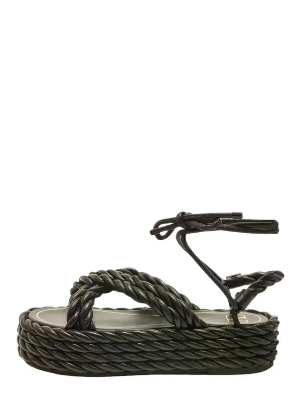 Valentino Garavani Rope Braided Platform Sandals - Black