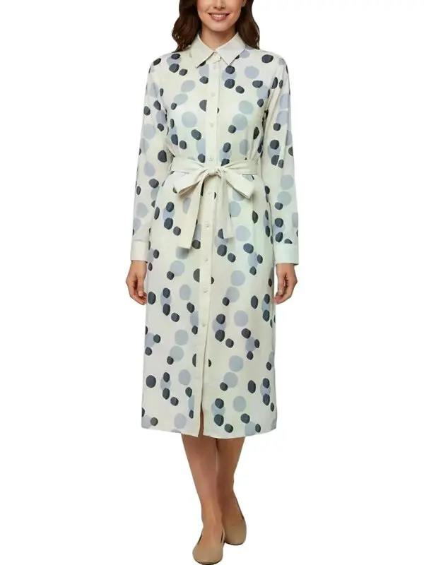 Max Mara Polka Dot Midi Shirt Dress - Neutrals