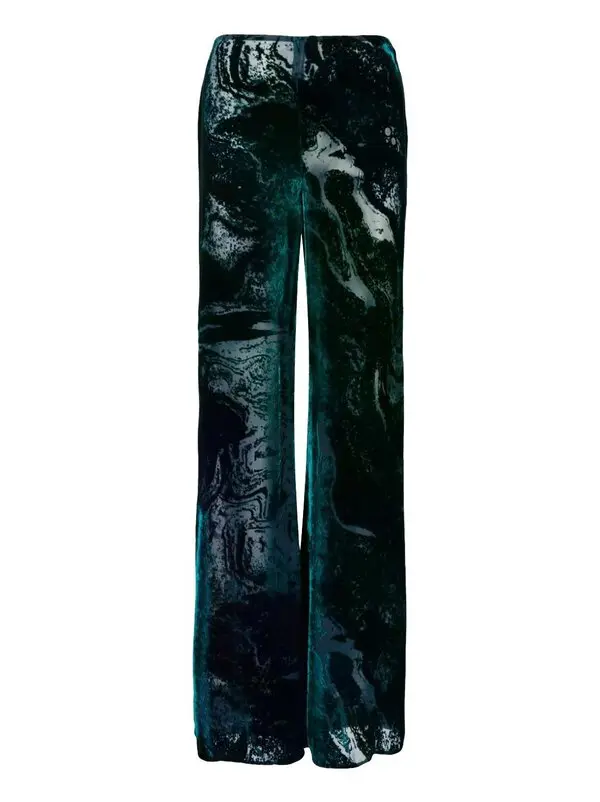 Alberta Ferretti High-waisted Devoré Velvet Trousers - Green