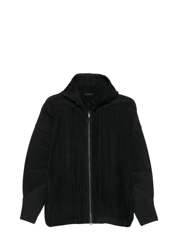 Issey Miyake Plissé Zip-up Hoodie - Black