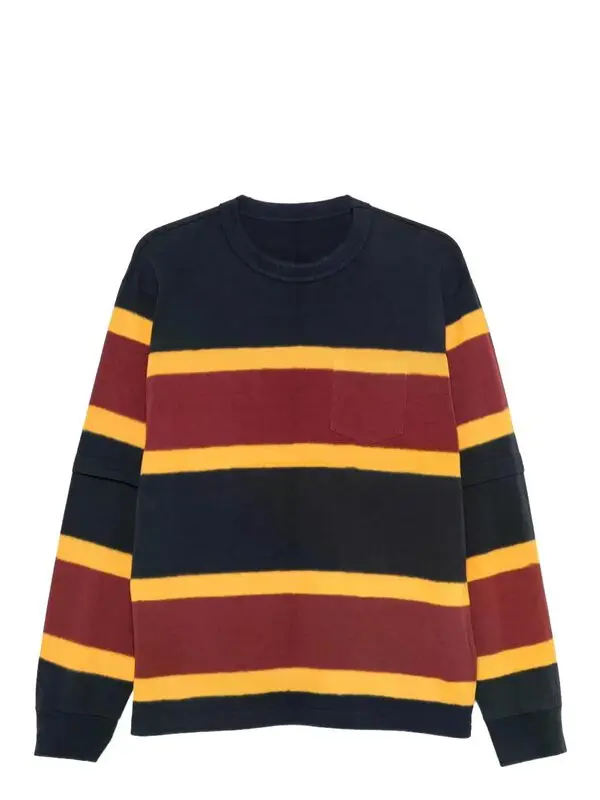 Sacai Striped-knit Layered-sleeve Sweater - Blue
