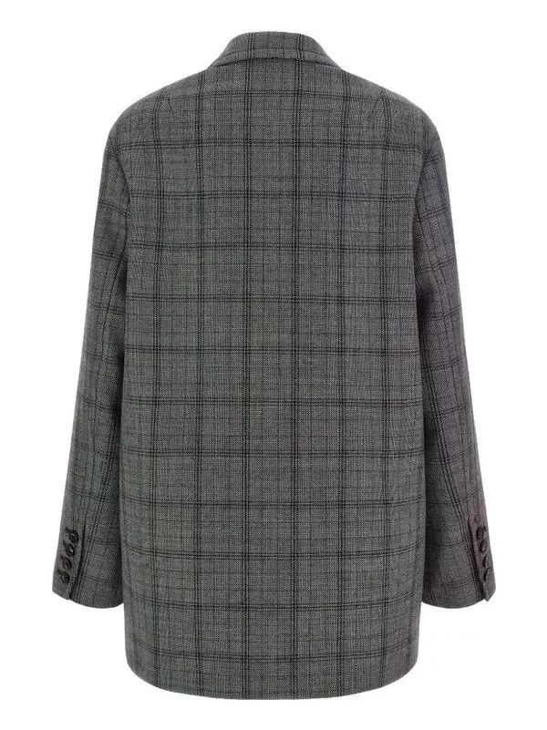 TELA Prince Of Wales Brooch-detail Blazer - Grey