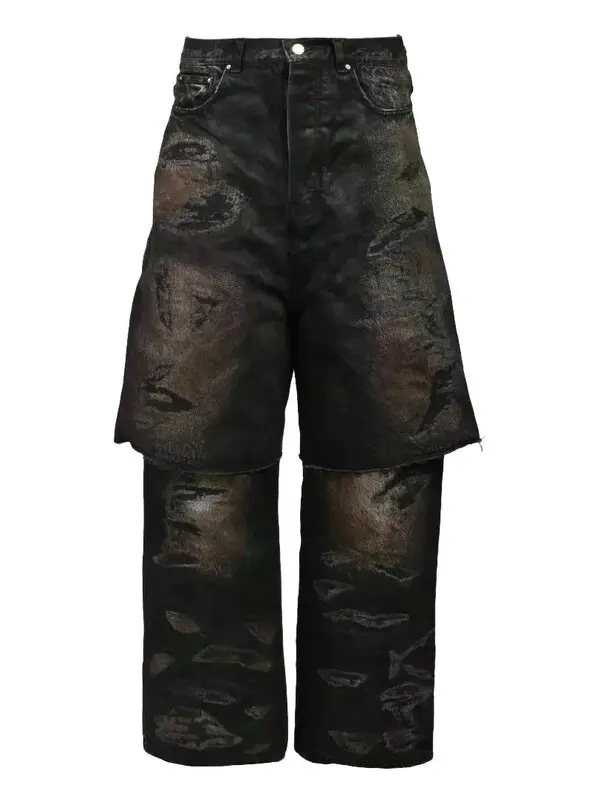 FILTH Distressed Layered Shorts - Black