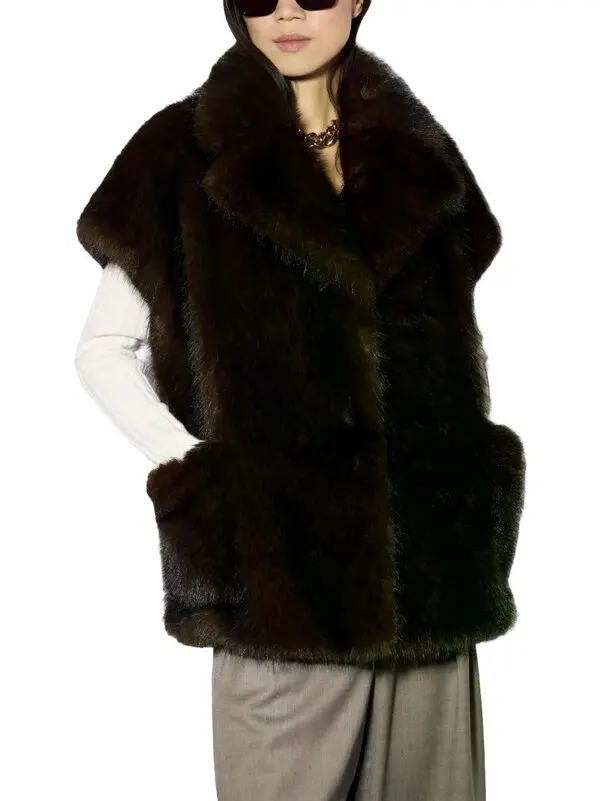 Liviana Conti Faux-fur Oversized Coat - Brown