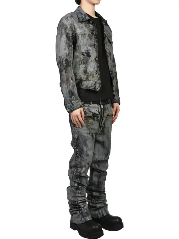 FILTH Bleach Effect Zip Detail Jeans - Grey