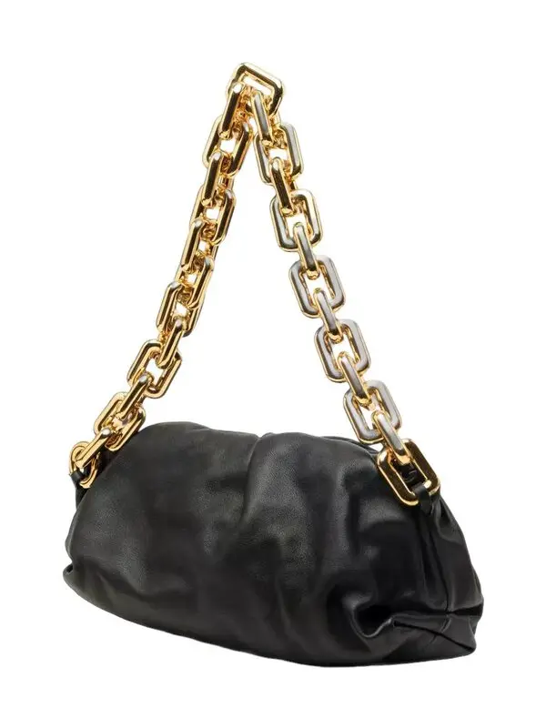Bottega Veneta Lambskin Chain Pouch Shoulder Bag - Black