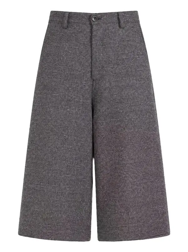 SOCIETE ANONYME Wide Leg Horizontal Stripe Wool Shorts - Grey
