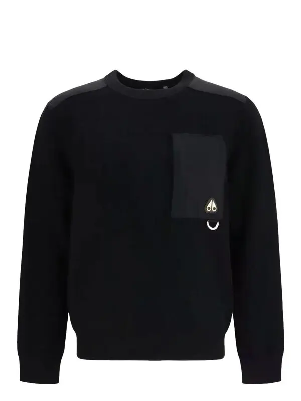 Moose Knuckles Logo-plaque Chest-pocket Sweater - Black